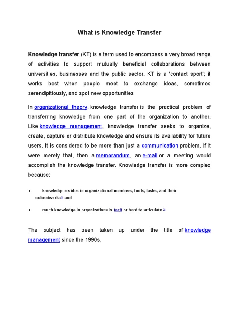 What Is Knowledge Transfer | PDF