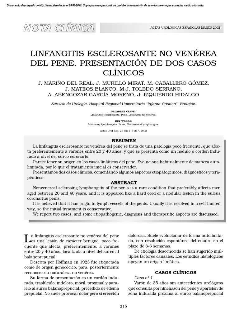 Linfangitis Esclerosante No Venérea Del Pene | PDF | Salud pública ...