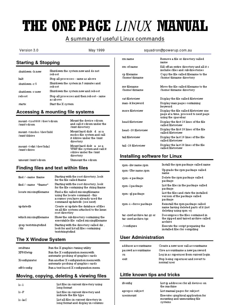 The One Page Linux Manual | PDF | Business