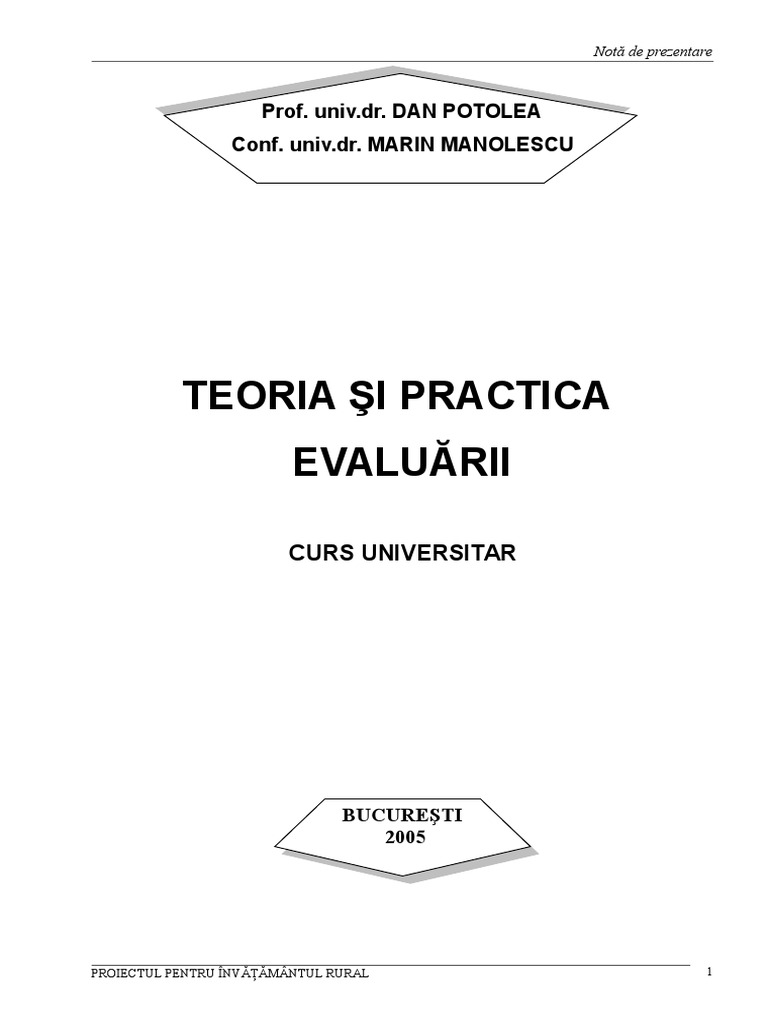 Teoria Si Practica Evaluarii | PDF