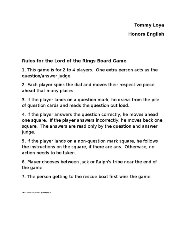 Lord of The Flies Board Game | PDF