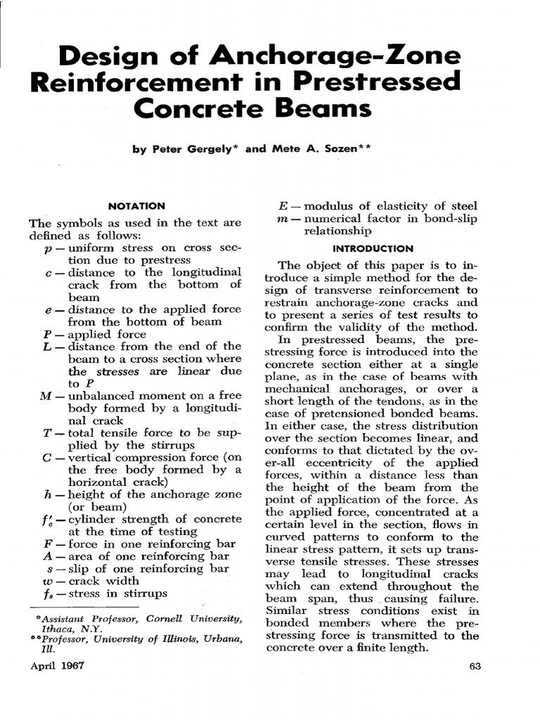 Design of Anchorage-Zone Reinforcement in Prestressed Concrete Beams: A ...
