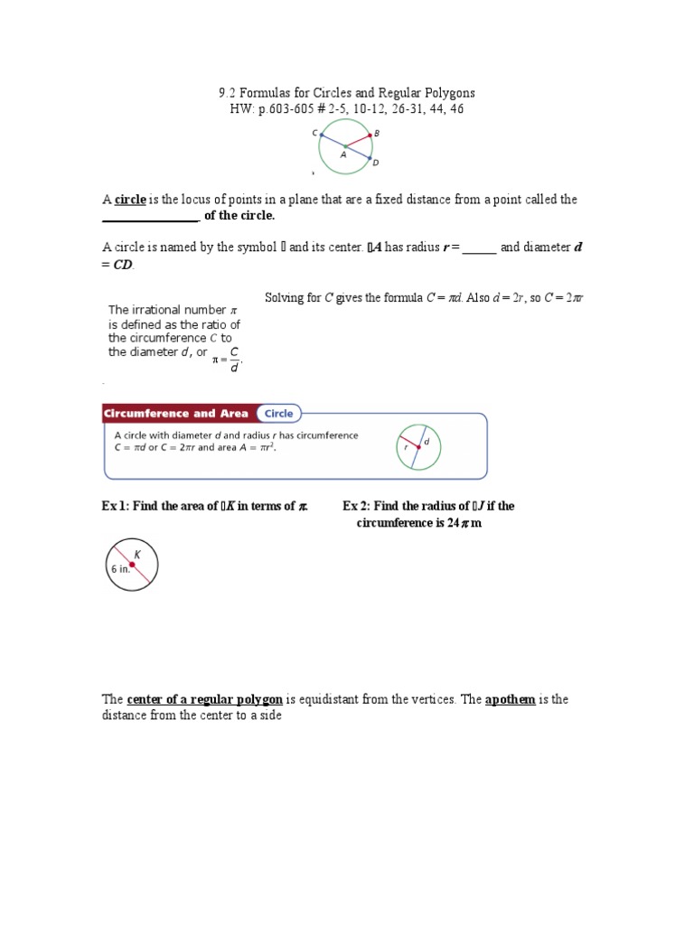 Area of Circles Reg Polygons | PDF | Teaching Methods & Materials ...