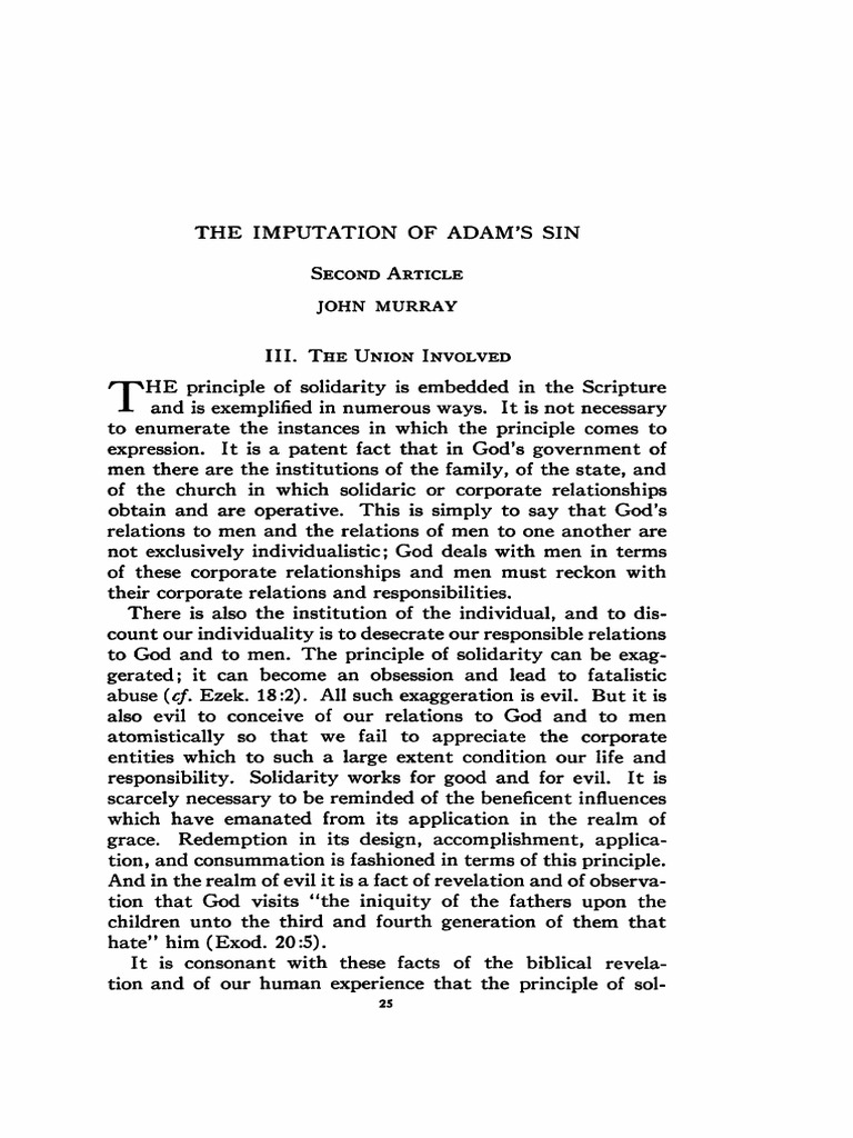 The Imputation of Adams Sin by JM (Part1of3) PDF | PDF | Justification ...