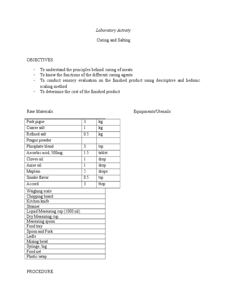 Curing and Salting | PDF | Curing (Food Preservation) | Ham