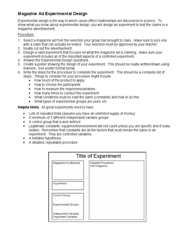 Magazine Ad Experimental Design Project-2012 | PDF