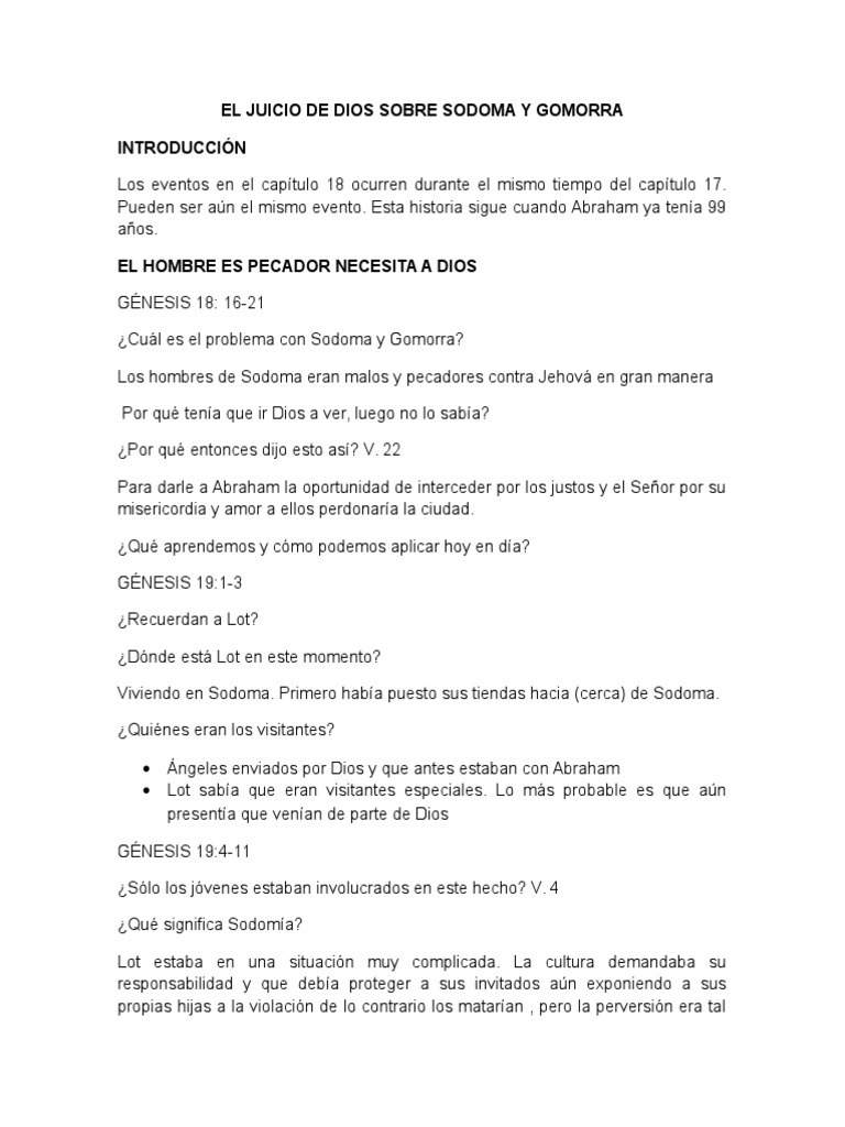 El Juicio de Dios Sobre Sodoma y Gomorra | PDF | Abrahán | Creencia ...