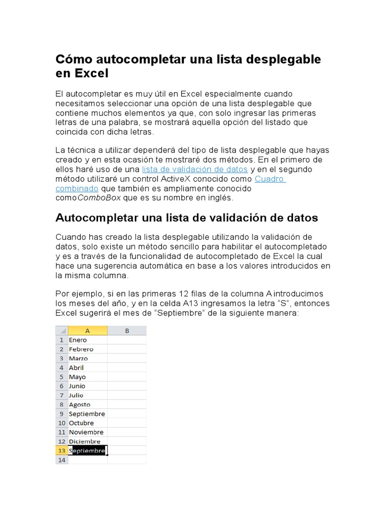 Cómo Autocompletar Una Lista Desplegable en Excel | Microsoft Excel ...