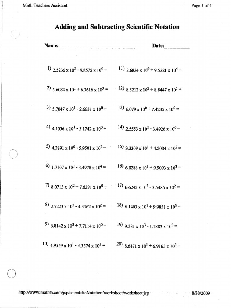 Add Sub Mul Div Sci Notation Wk 