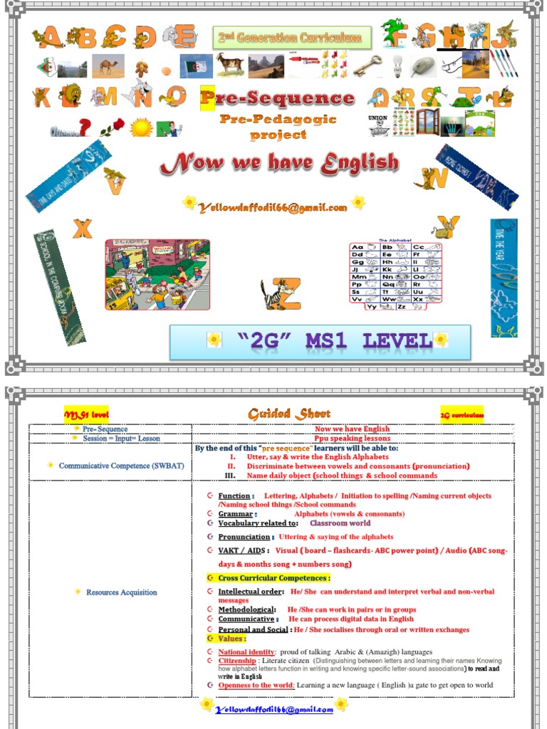 2 G - MS1 Level Pre-Sequence - Now We Have English | PDF | Alphabet | English Language