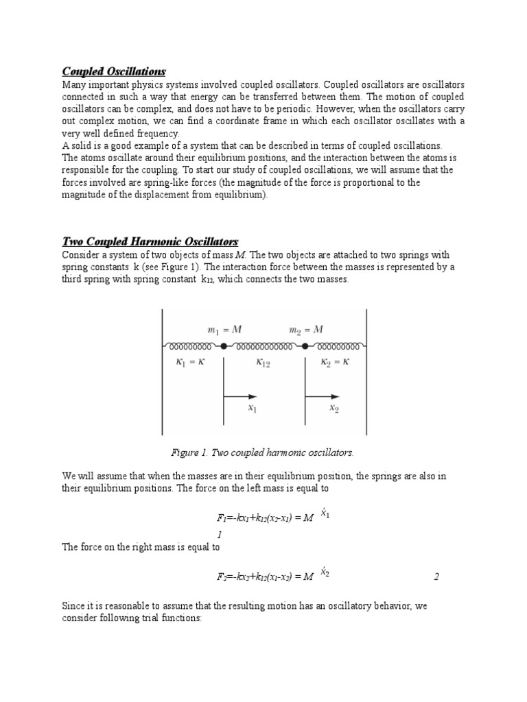 Coupled Oscillations.docx | Oscillation | Force