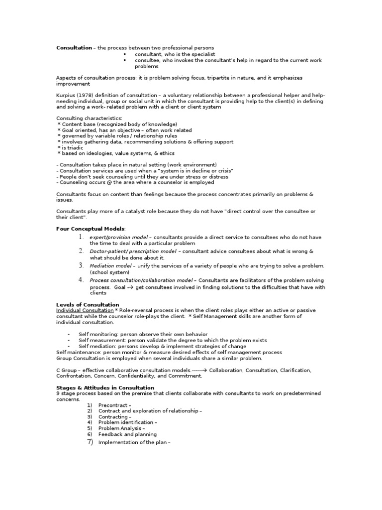 Consultation - The Process Between Two Professional Persons | PDF ...