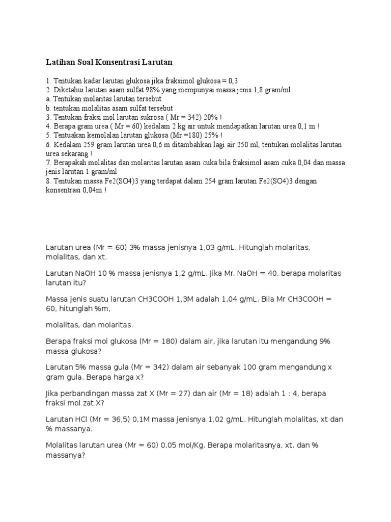 Latihan Soal Konsentrasi Larutan | PDF