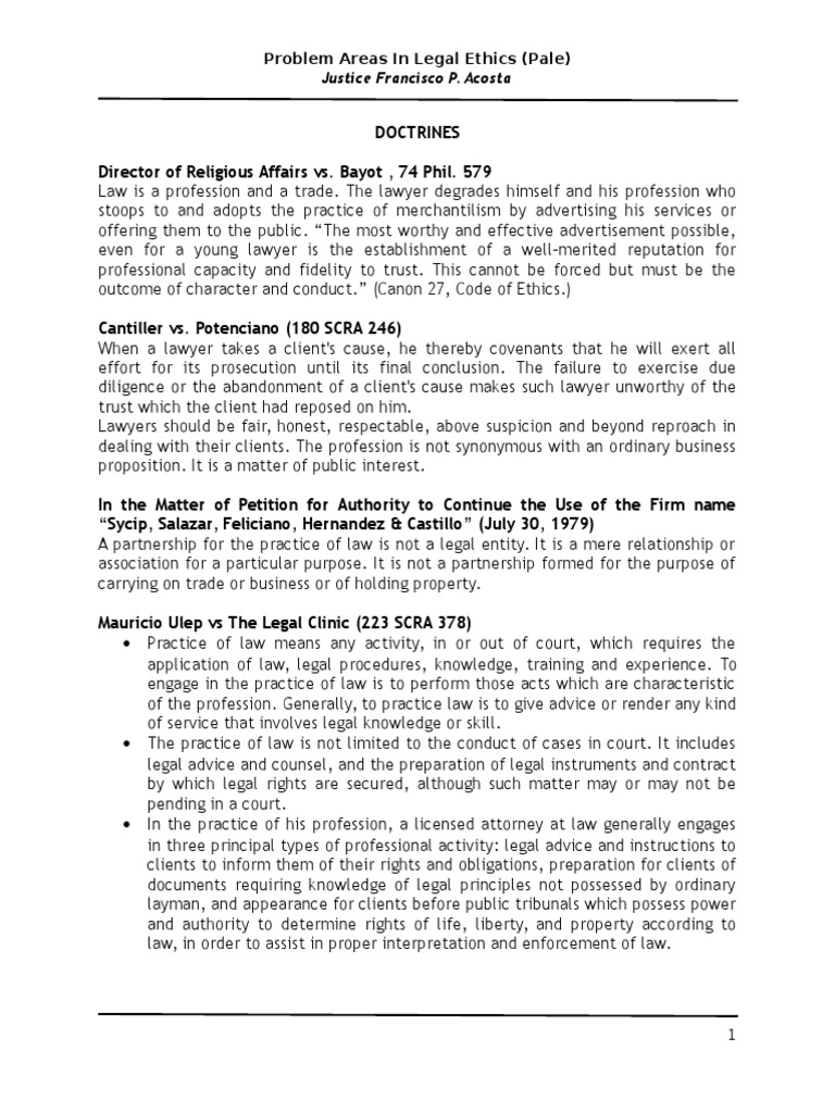 Pale Case Doctrines | PDF | Practice Of Law | Lawyer