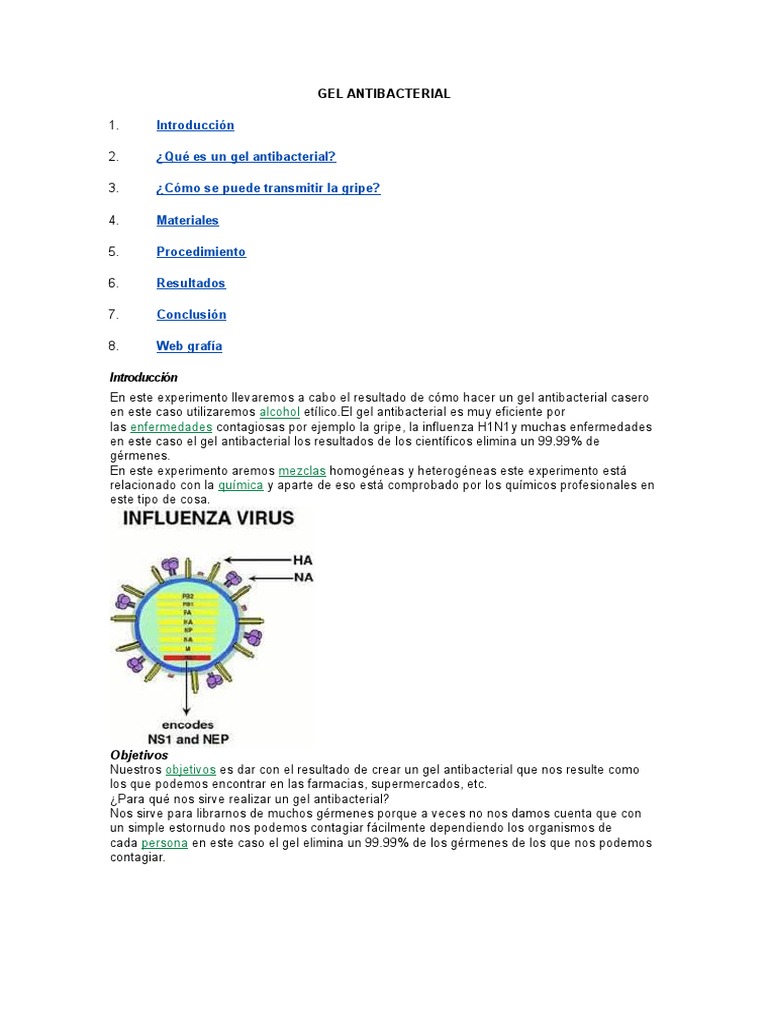 Gel Antibacterial | PDF | Influenza | Etanol