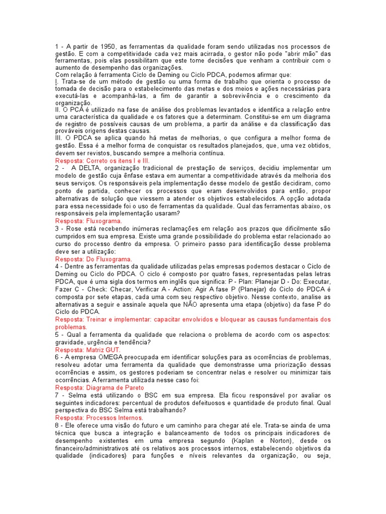 AV2 | PDF | ISO 9000 | Qualidade (negócios)