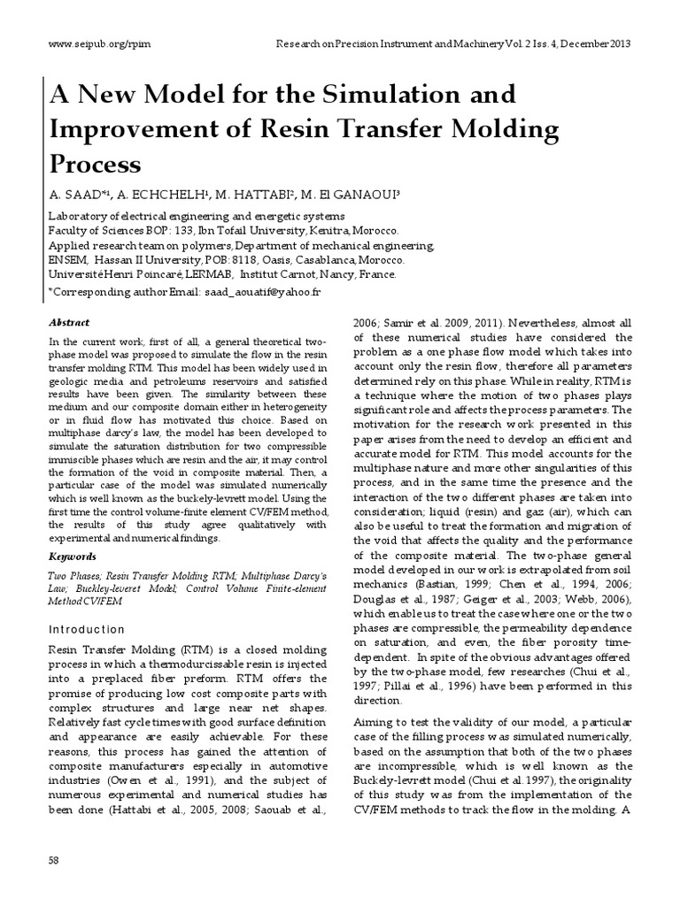 A New Model For The Simulation and Improvement of Resin Transfer ...