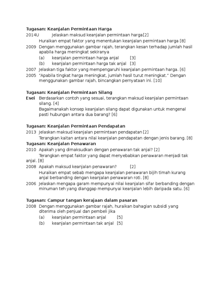 Ekon1 Tugasan Keanjalan | PDF
