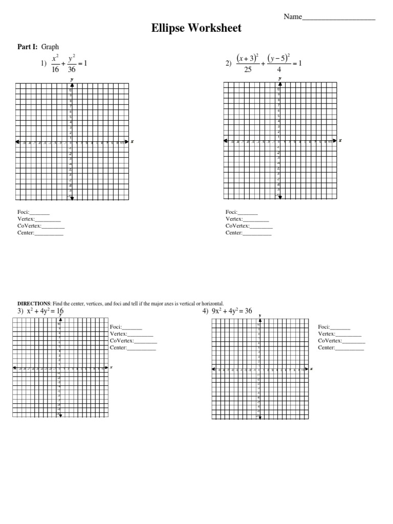 Ellipse Worksheet: Name | PDF | Science & Mathematics