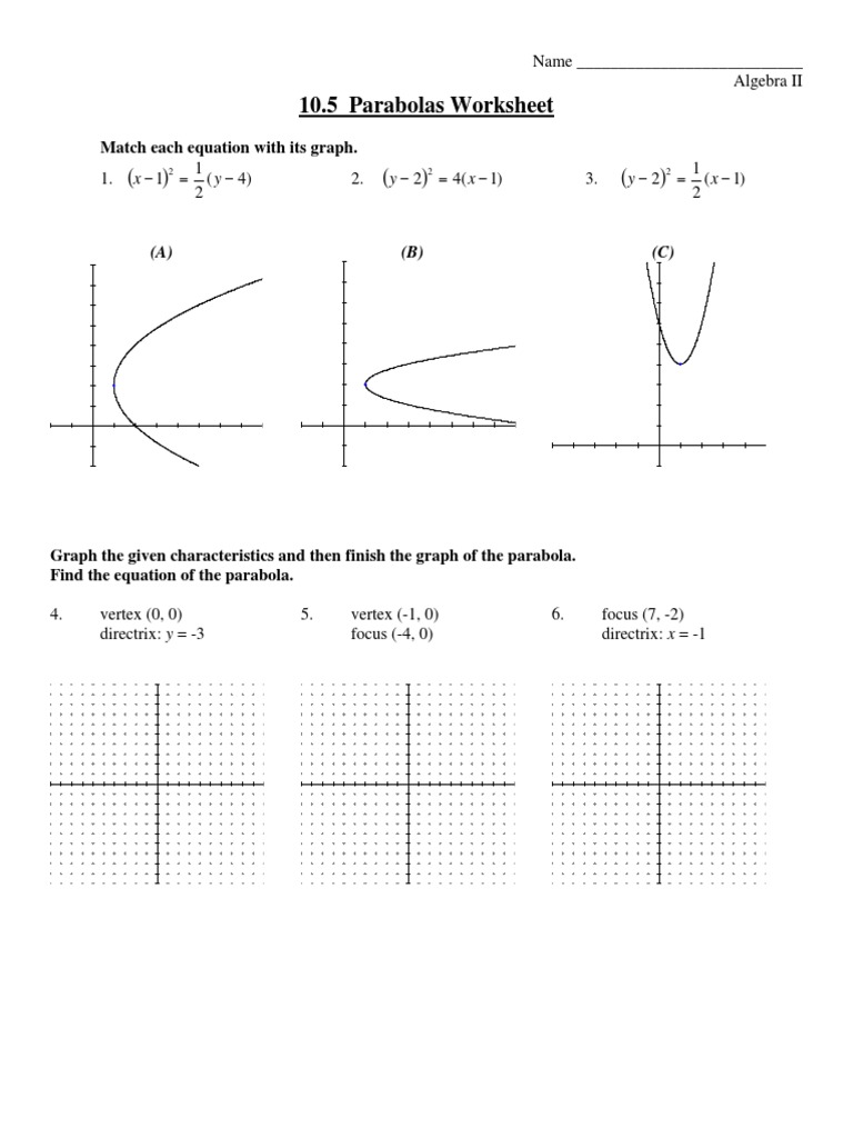 Parabolas Worksheet for Algebra II | PDF | Graph Theory | Mathematical ...