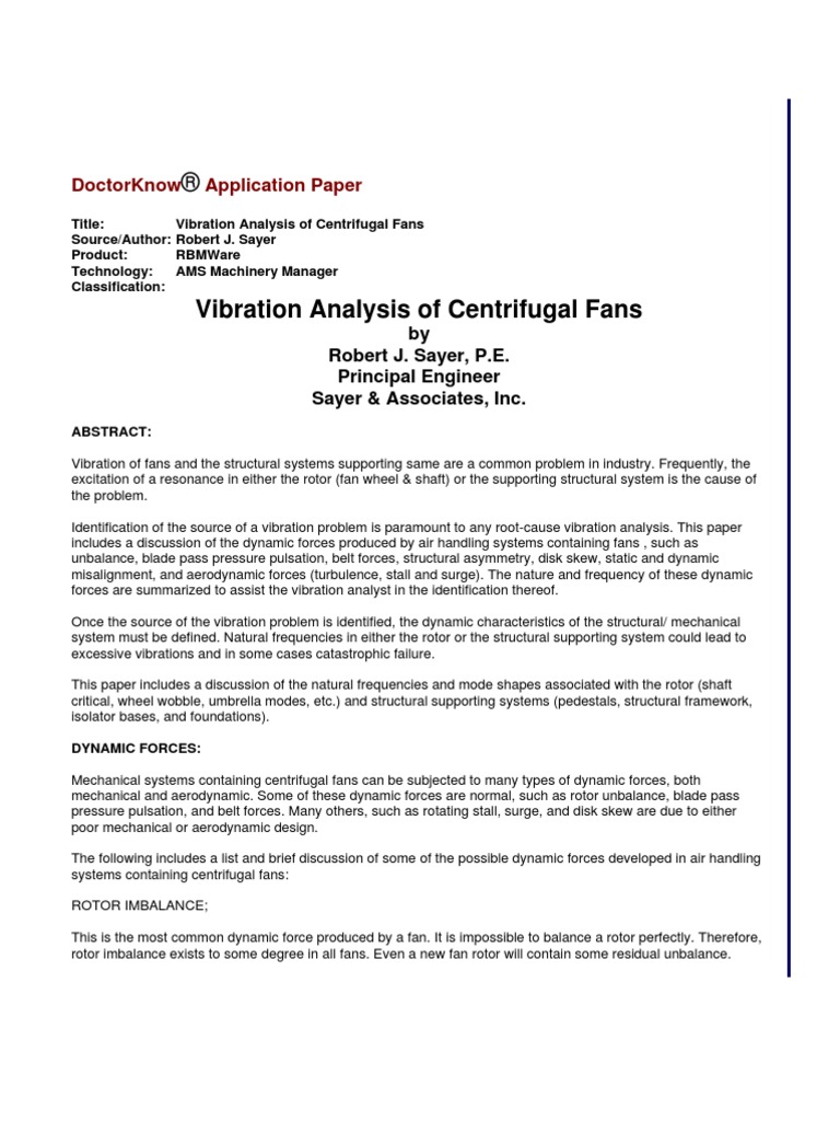 Vibration Analysis of Centrifugal Fans | PDF | Resonance | Normal Mode