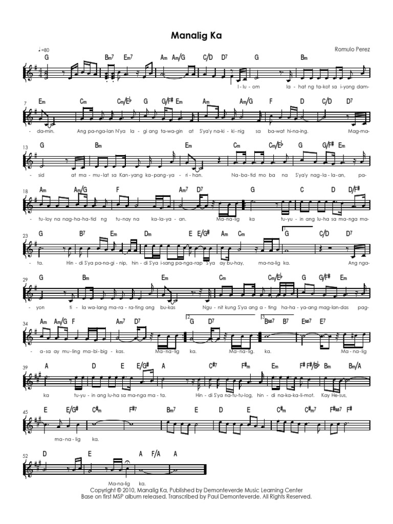 Manalig Ka Music Sheet PDF | PDF