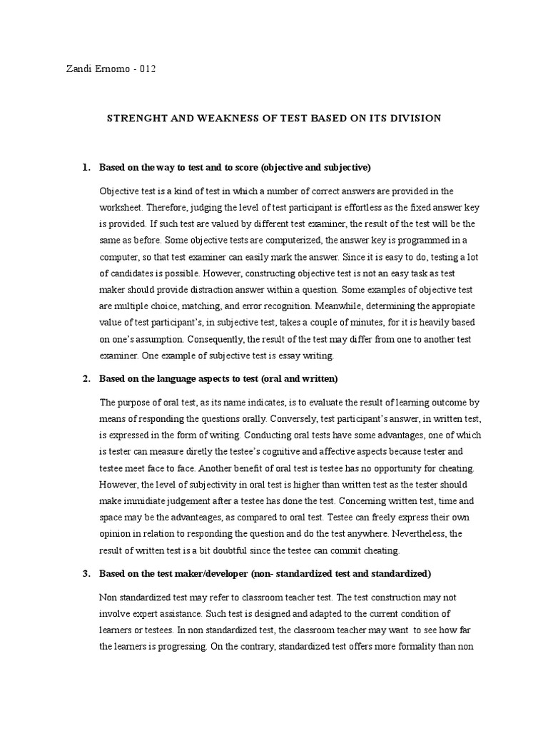 Strength and Weakness | Standardized Tests | Test (Assessment)