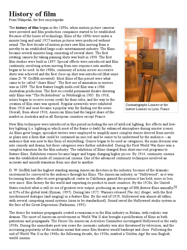 History of Film | PDF | Cinematography | Cinema