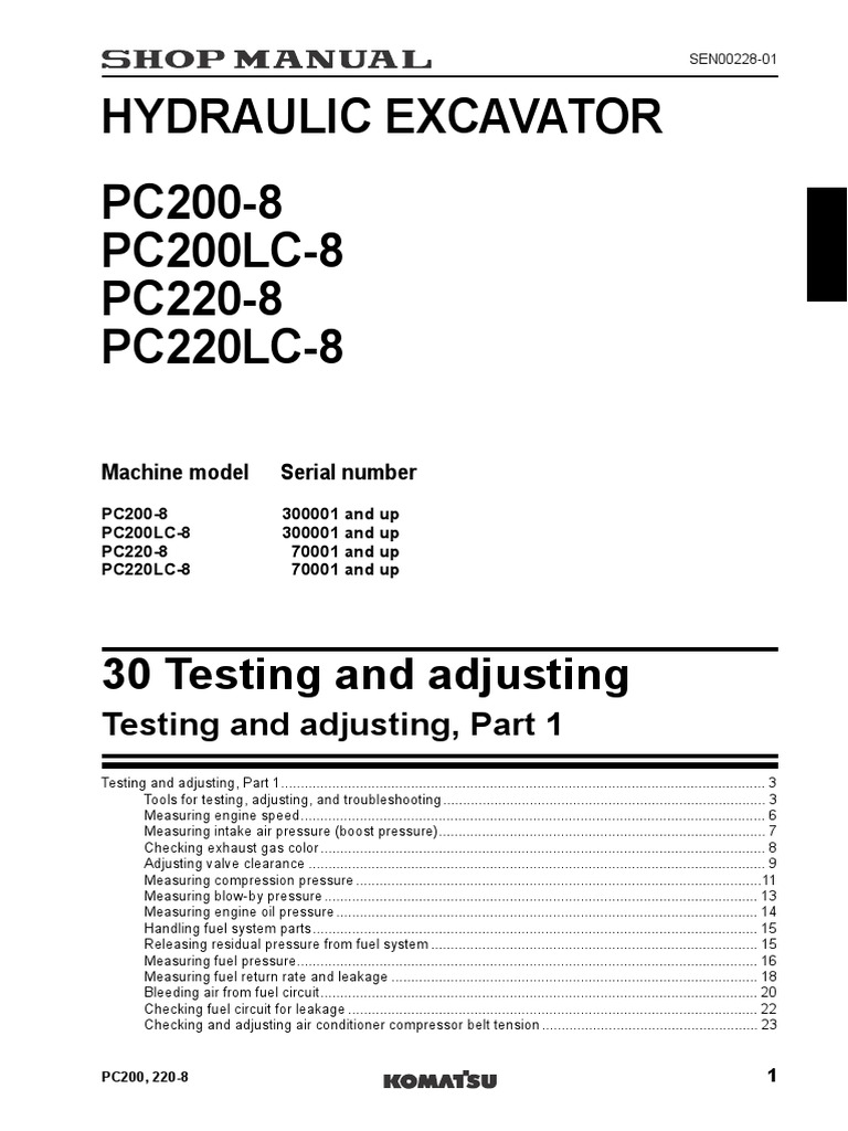 Komatsu PC200-8 Testing and Adjusting | PDF | Fuel Injection | Valve