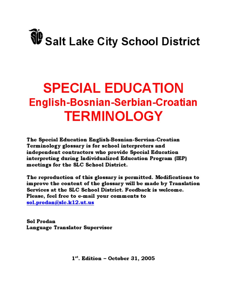 Special Education Glossary for Interpreters | PDF | Self-Improvement