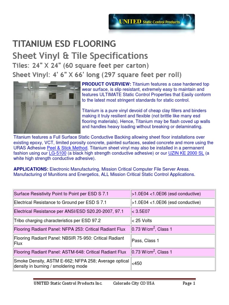 Titanium ESD Flooring Specifications | PDF | Electrostatic Discharge ...