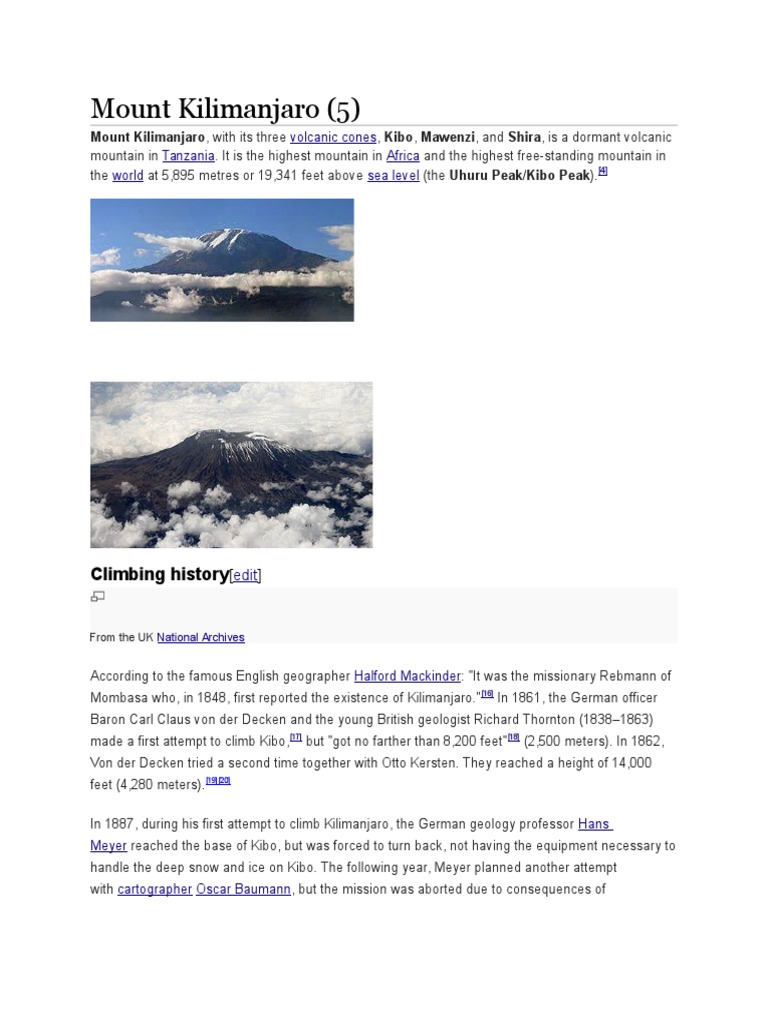Mount Kilimanjaro 5lima | PDF | Mountains | Earth Sciences
