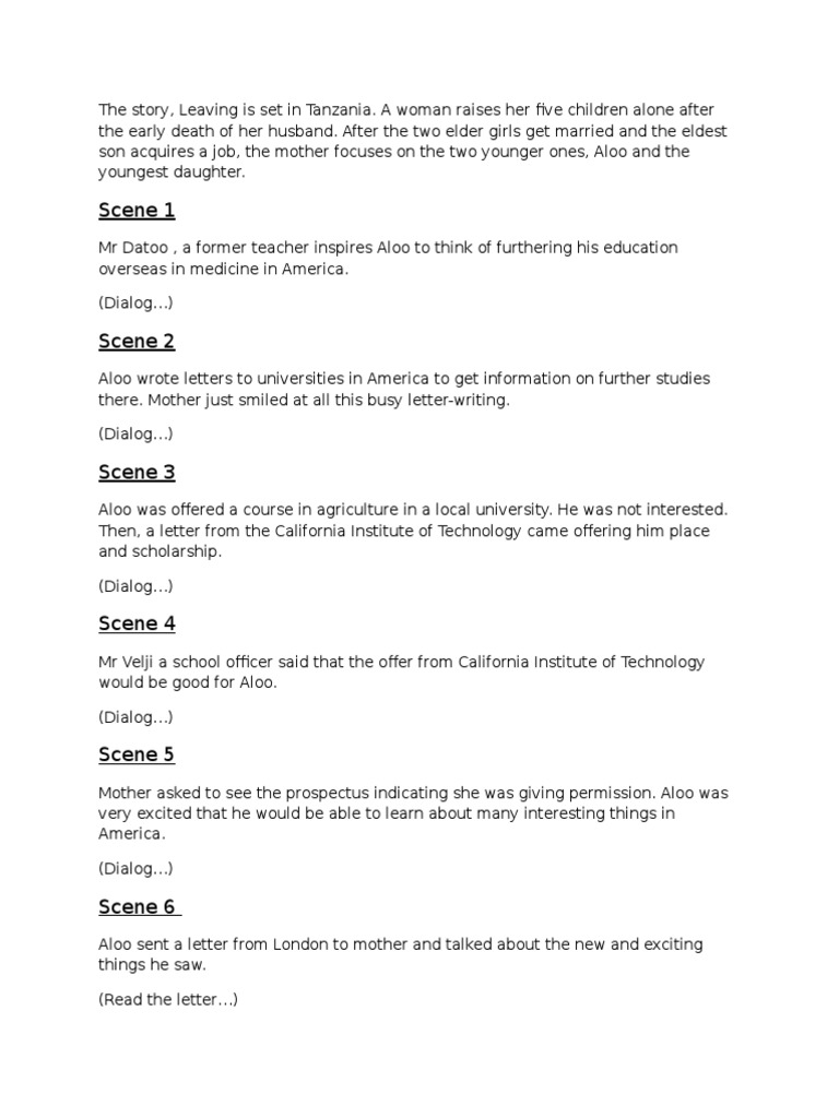 Leaving Short Story | PDF