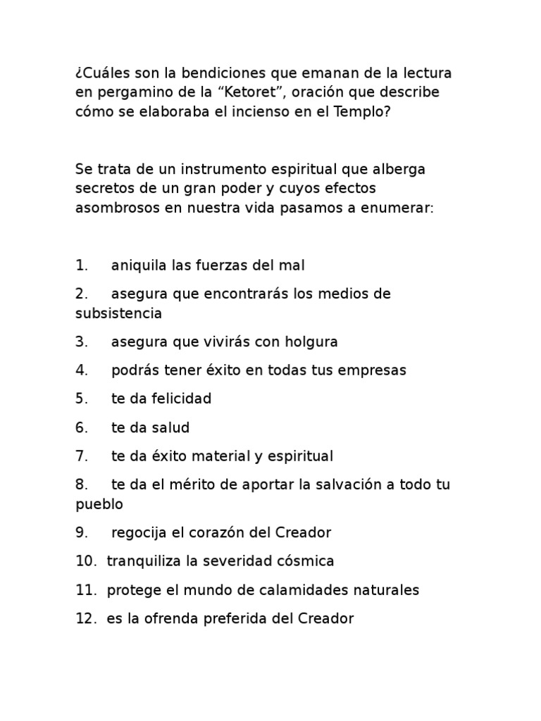 Segulot Del Ketoret | PDF | Oración | Religión y creencia