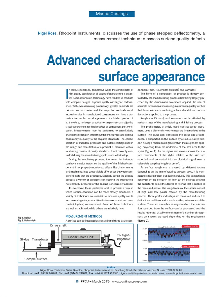 Advanced Characterisation of Surface Appearance | PDF | Surface ...