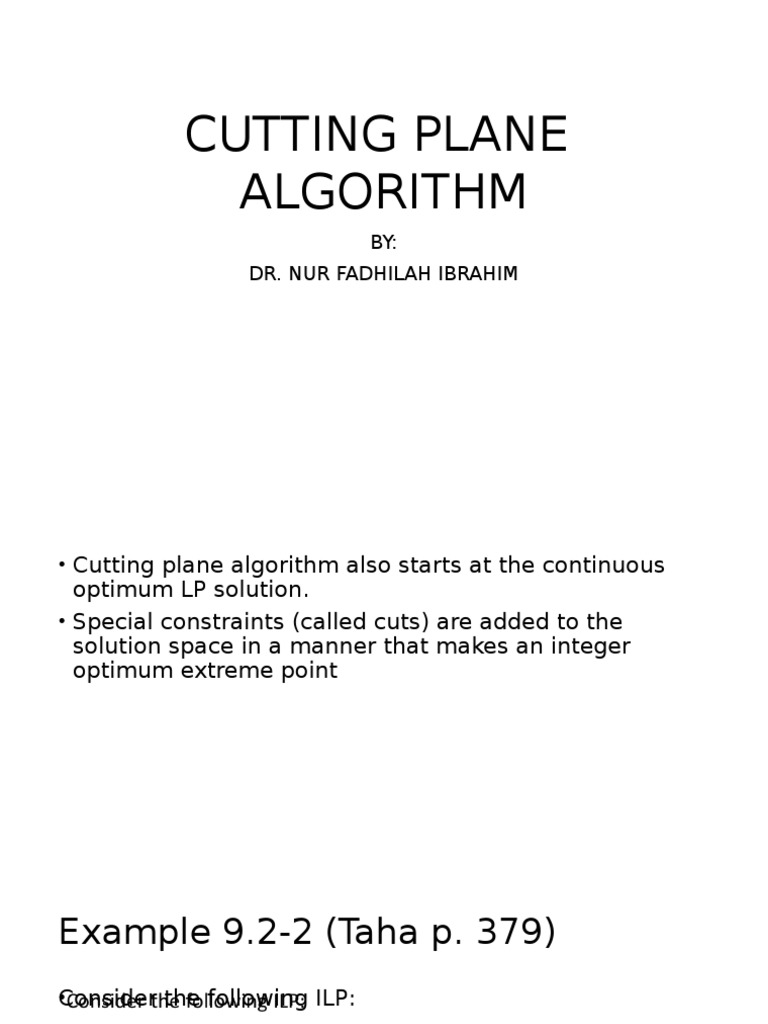Cutting Plane Algorithm | PDF