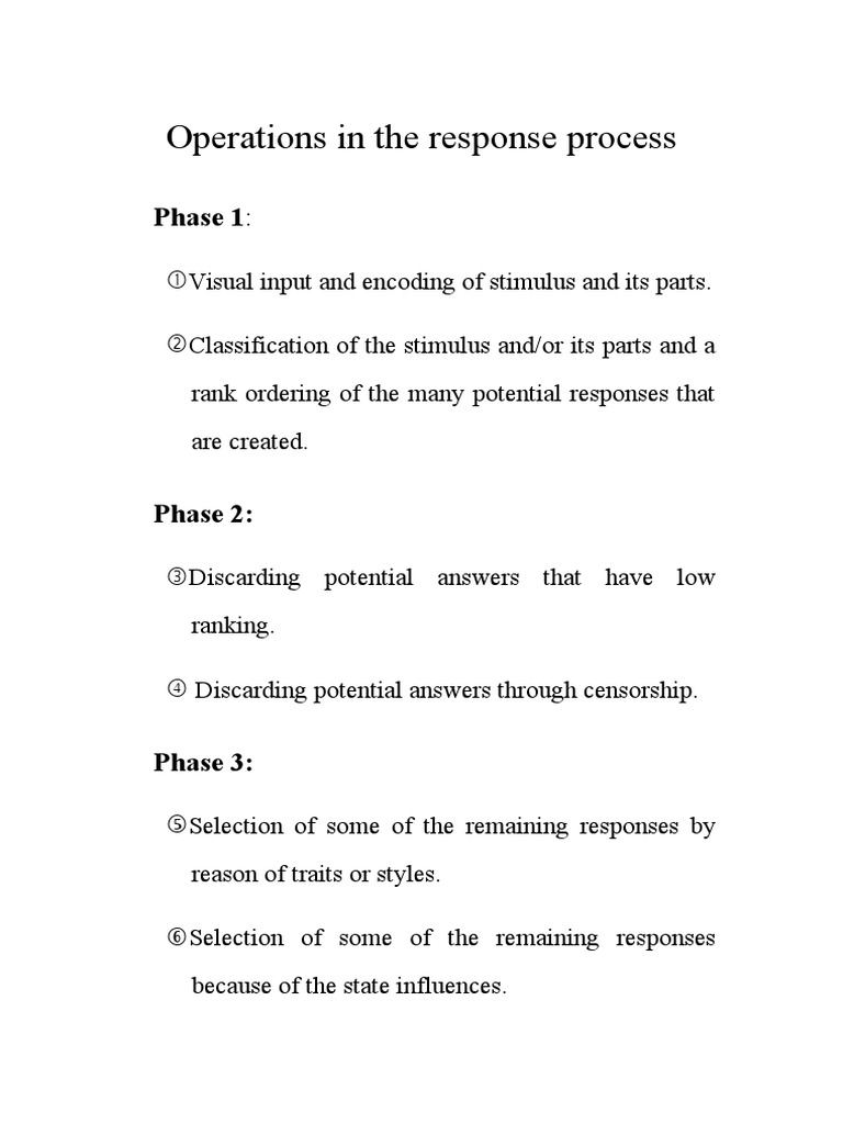 Operations in The Response Process | PDF