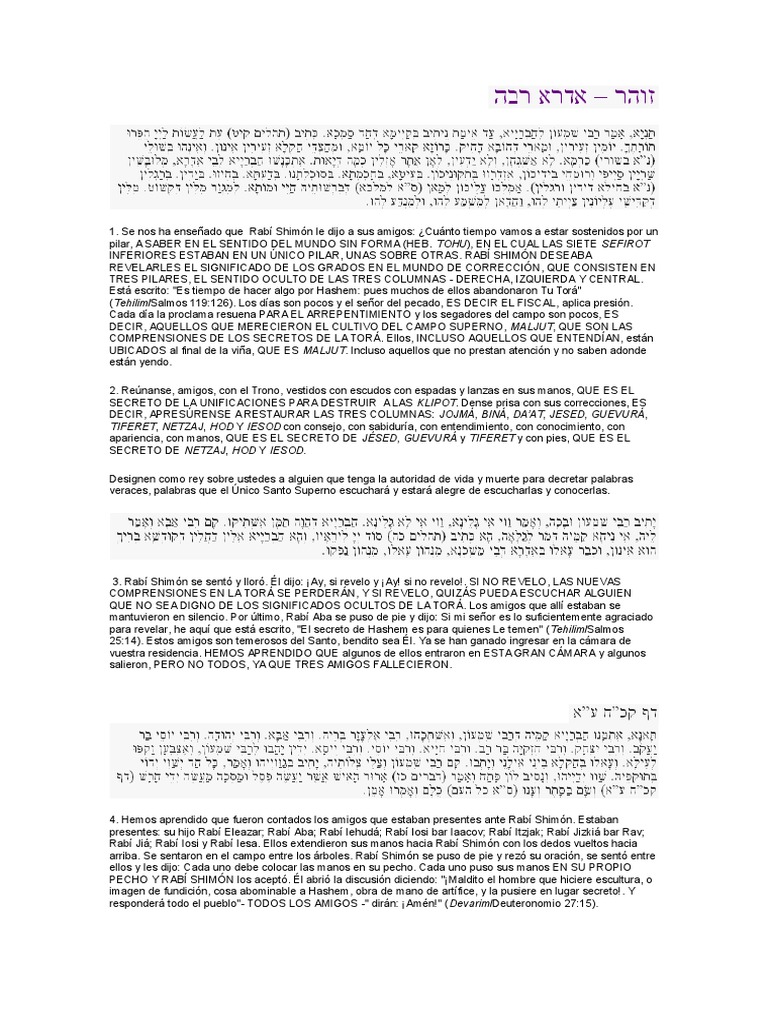 Idra Raba Aram - Esp | PDF | Nombres de Dios en el judaísmo | Salmos