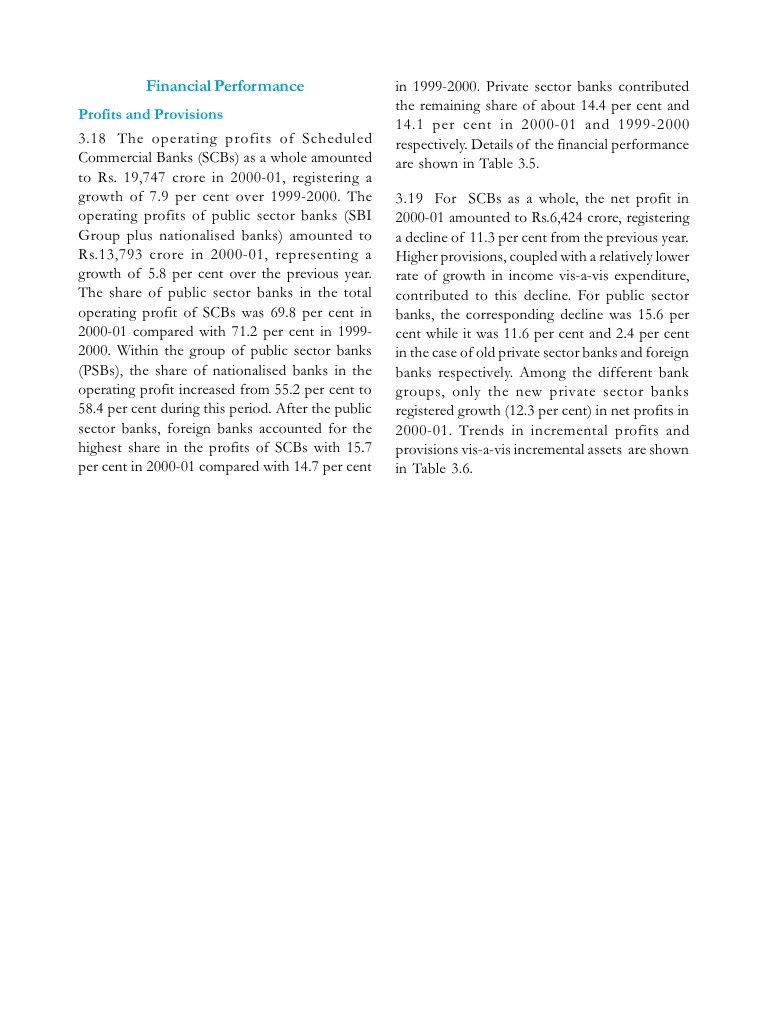 Financial Performance | PDF | Reserve Bank Of India | Banks