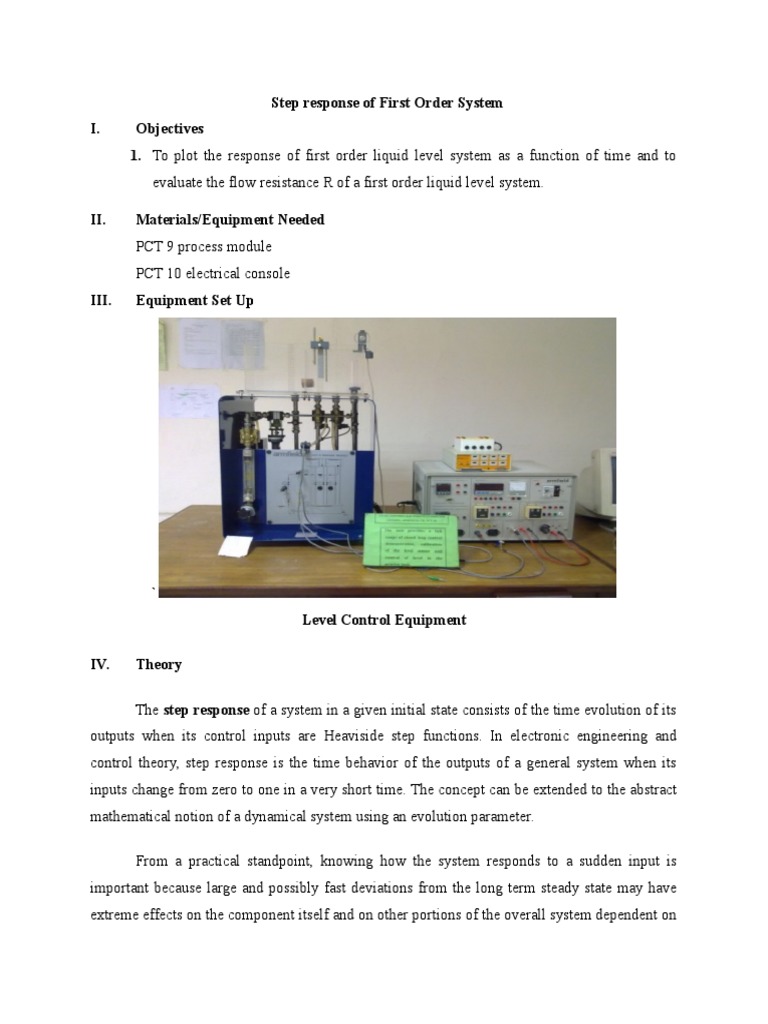 Step Response of First Order System Expt ChE Lab 2 | PDF | Control Theory | Systems Theory