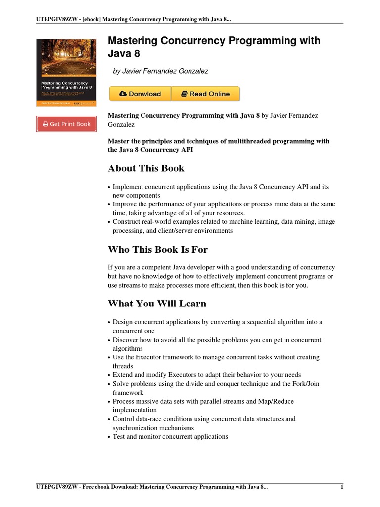Mastering Concurrency Programming Java 8 Ebook B012o8s89k Pdf Pdf Application Programming