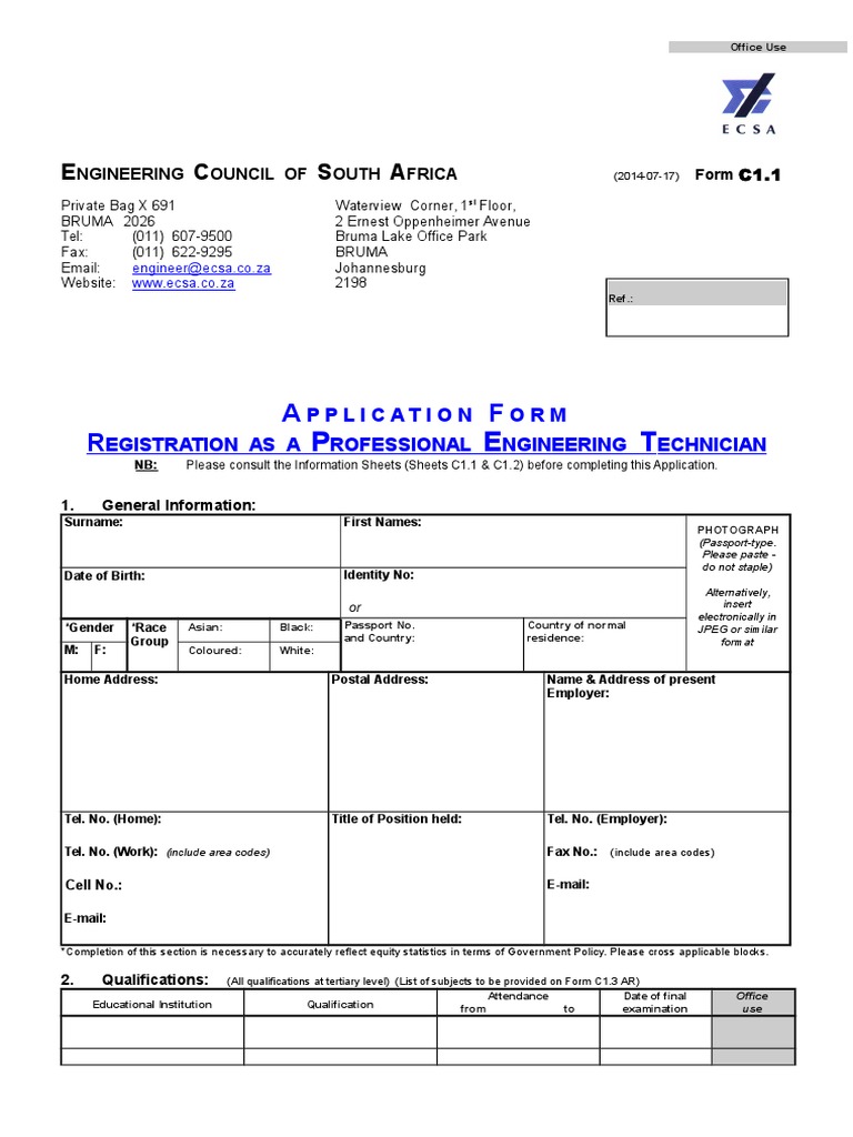 1C ECSA Technician Appform | PDF | Engineering | Design