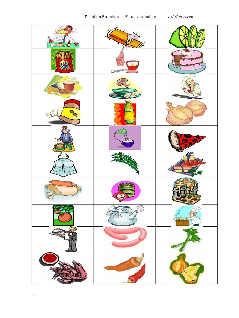 Food Vocabulary Dictation Exercises | PDF