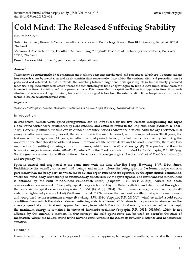 Cold Mind: The Released Suffering Stability | PDF | Mind | Śūnyatā