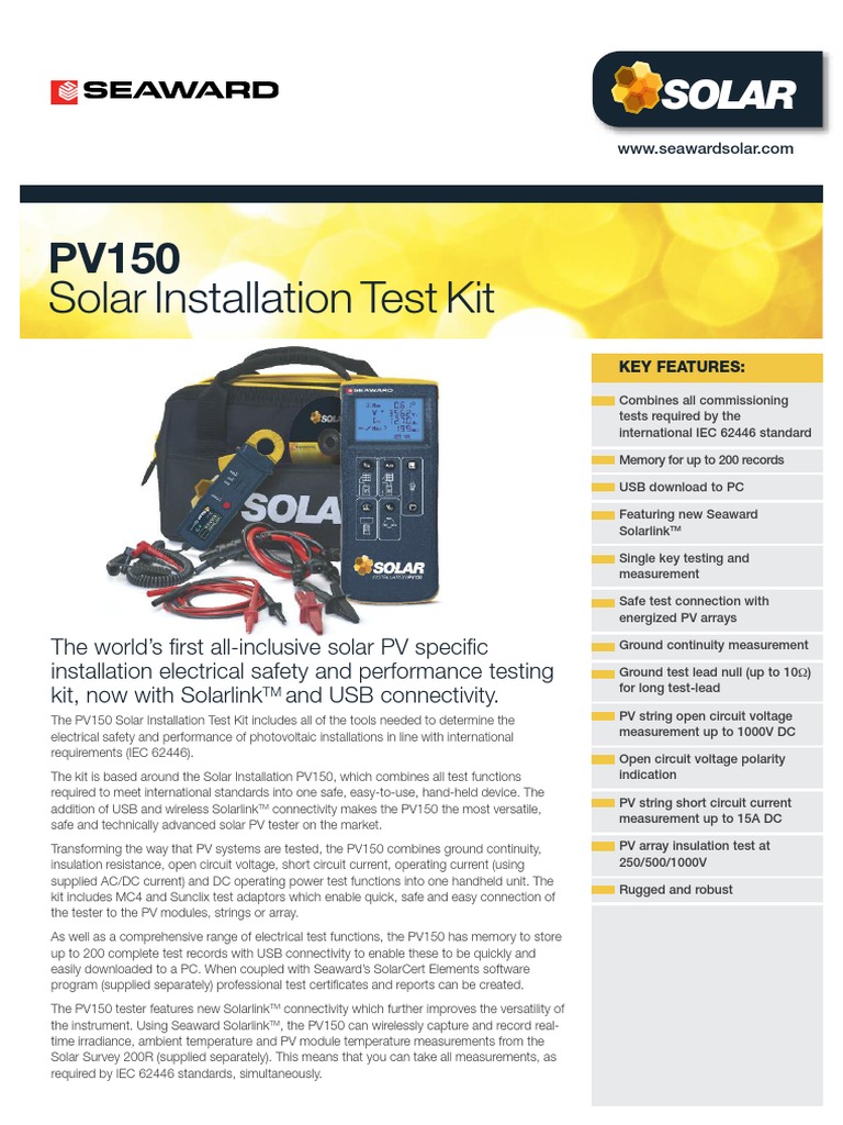 PV150 Installation Test Kit | PDF | Photovoltaic System | Solar Panel