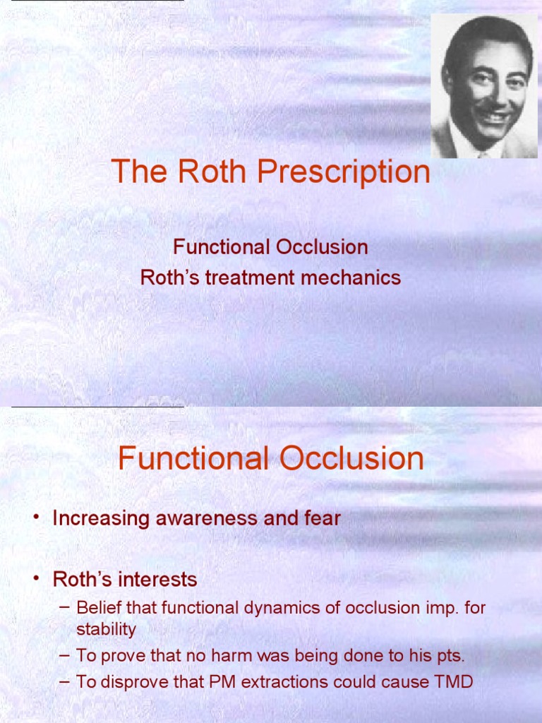 Roth Prescription for Functional Occlusion | PDF | Dentistry Branches ...
