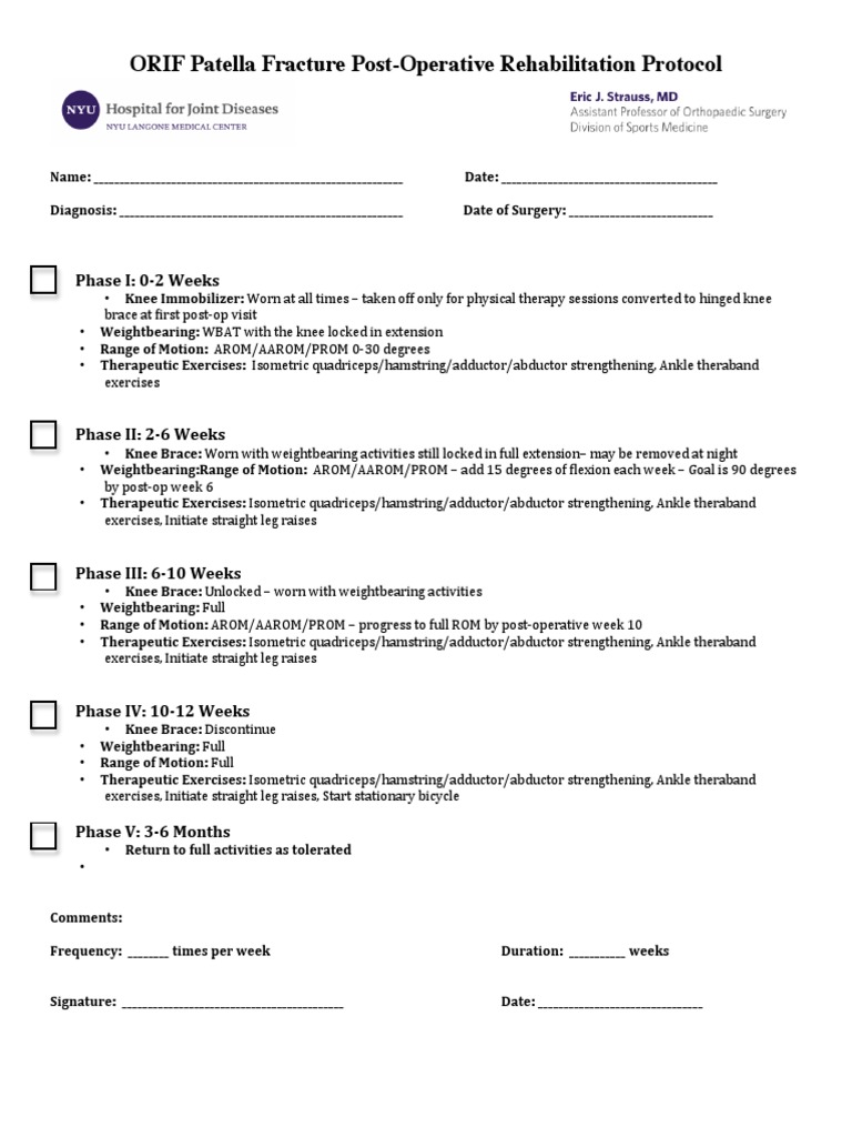 Orif Patella Fracture Rehab Protocol