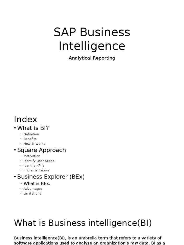 SAP Business Intelligence | PDF | Business Intelligence | Software
