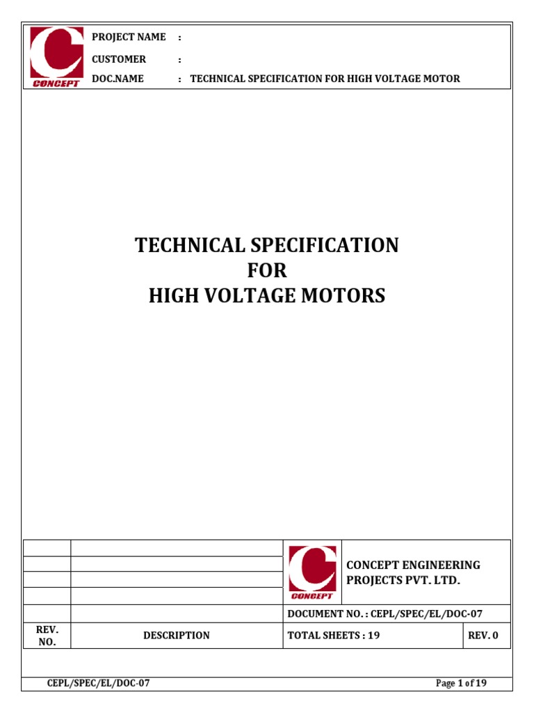 Tech. Specification For HT Motor | PDF | Bearing (Mechanical ...