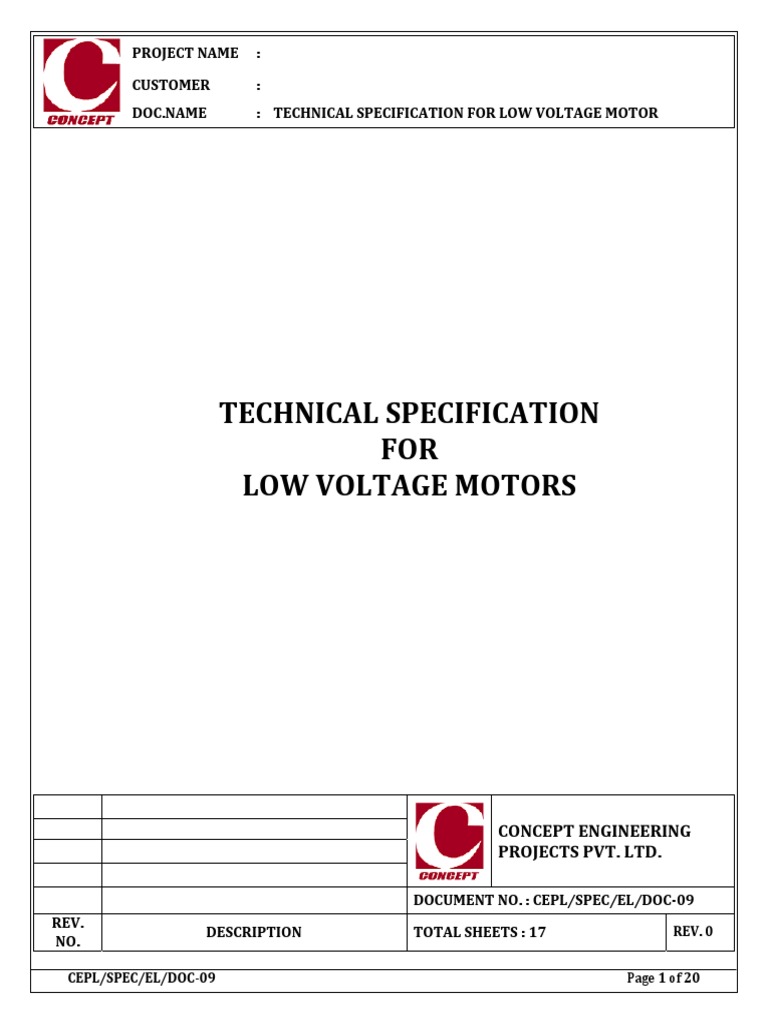 Low Voltage Motor Technical Specs | PDF | Bearing (Mechanical ...